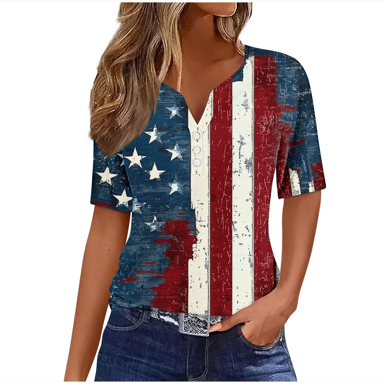 4Th of July Off The Shoulder Tops for Women Outfits Ladies Short Sleeve ...