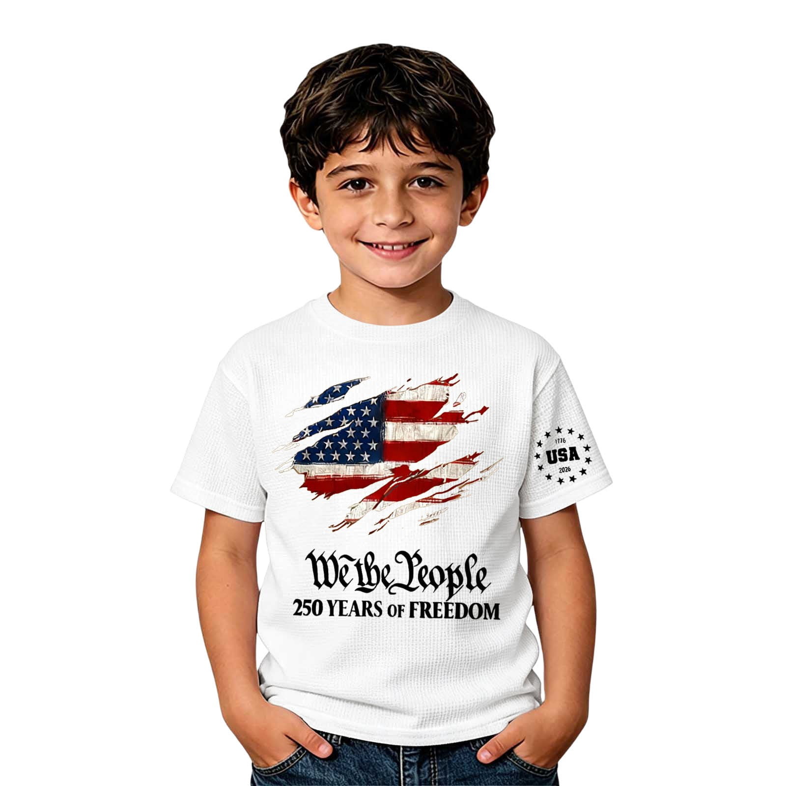 4Th of July Shirts for Little Boys Knit Graphic – Soft Piece With Patch ...