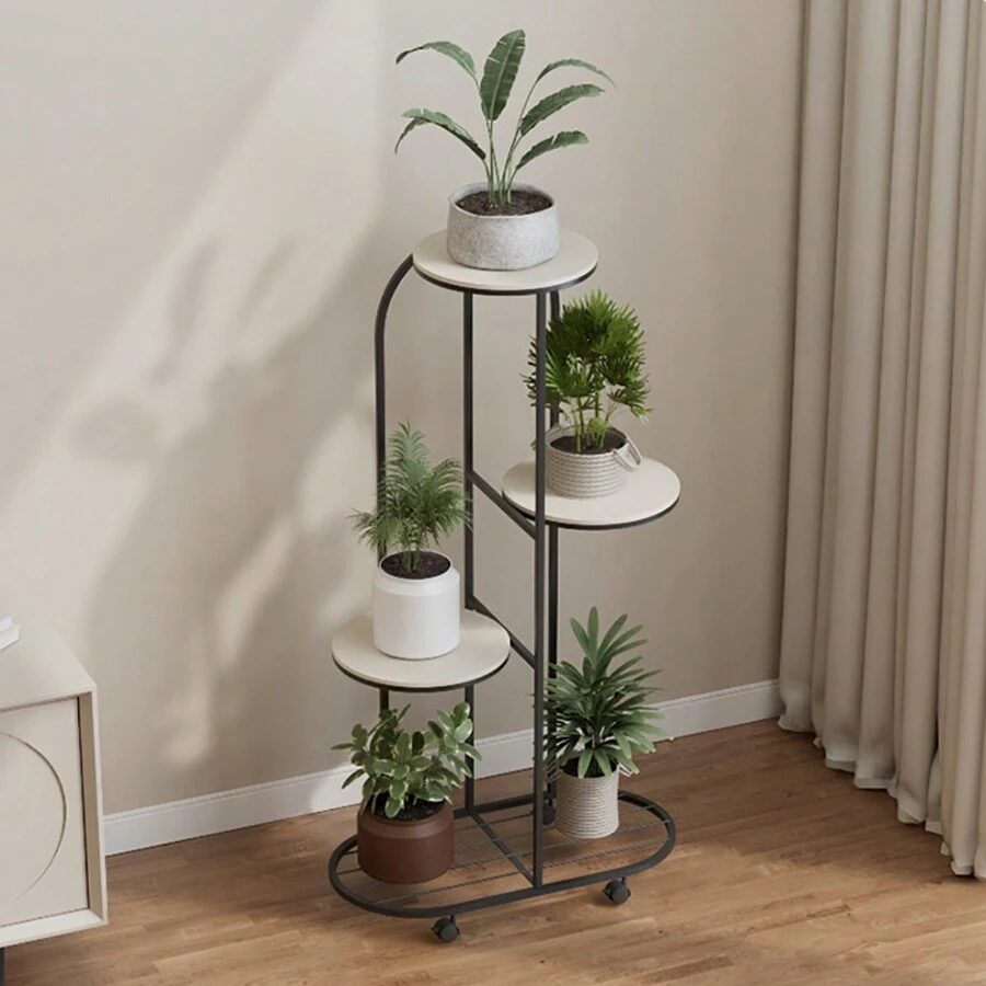 4Tier/5Tier Heavy Duty Corner Plant Stand With Wheels,Metal Flower Pot Stands Indoor Outdoor ...