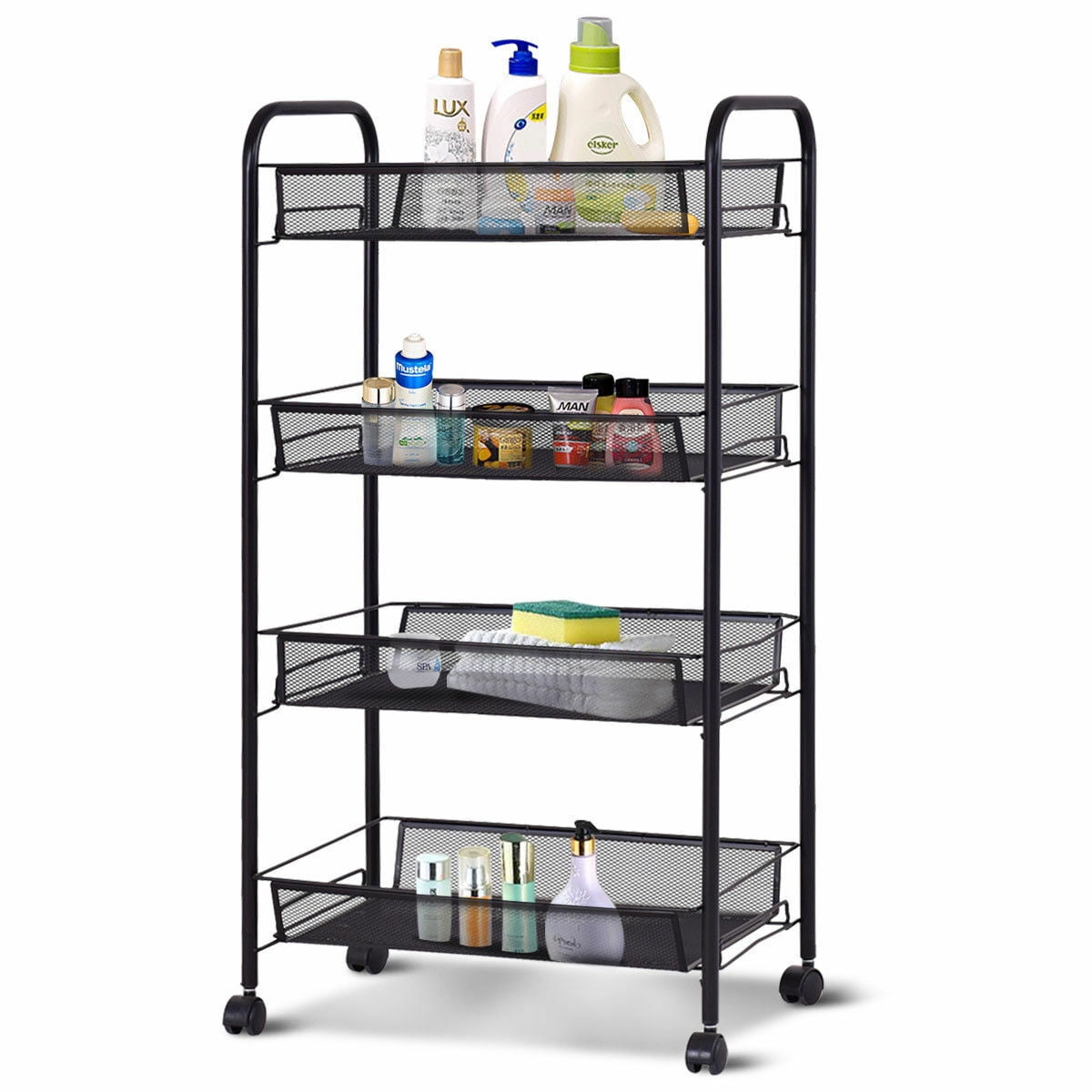 4Tier Kitchen Mesh Rolling Cart File Utility Storage Basket Office ...