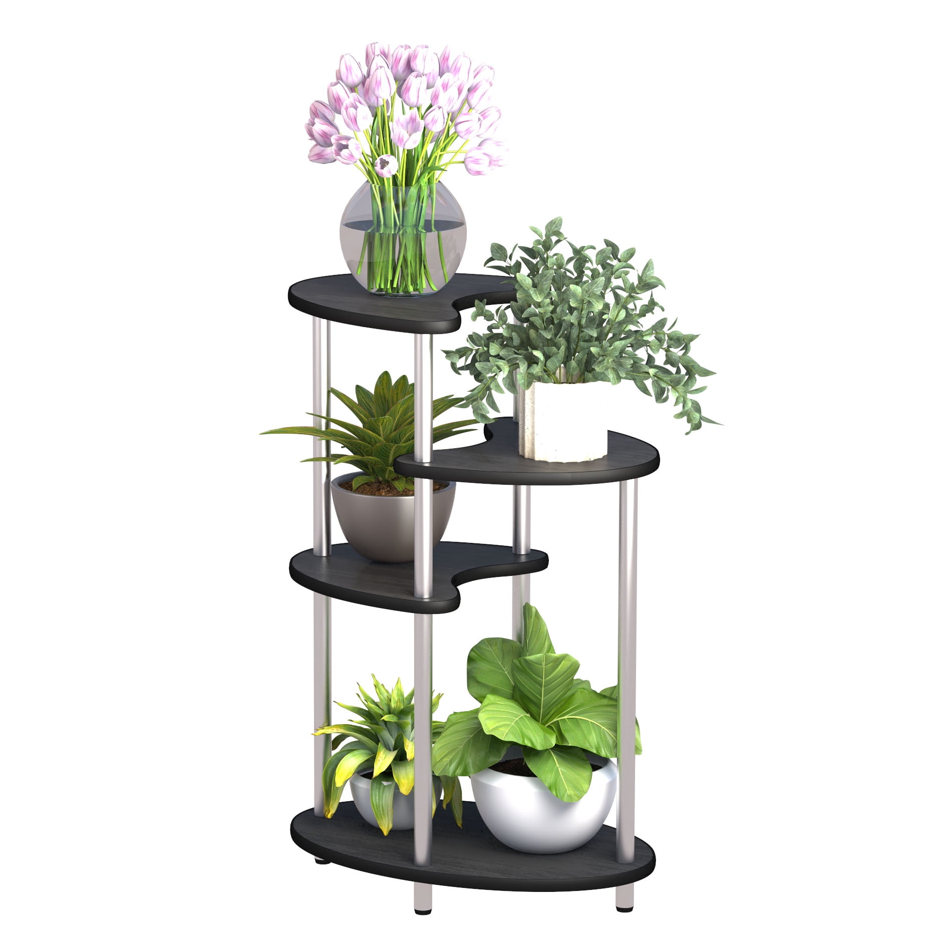 Outdoor Furniture 4Tier Metal Plant Stand Foldable Tall Plant Holder ...