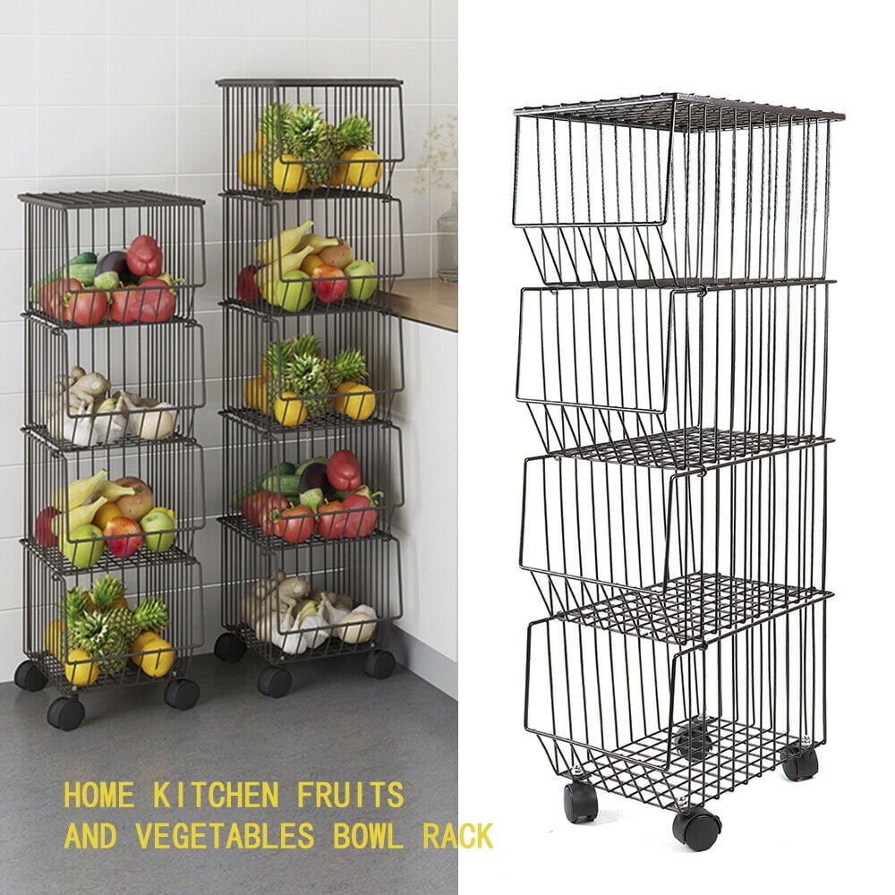 4Tier Metal Wire Kitchen Organizer Storage Trolley Cart Rack Shelf ...
