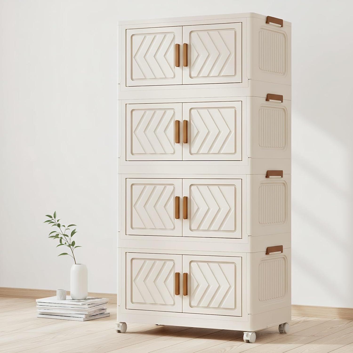 4Tier Stackable Storage Bins with Lids 94QT Plastic Large Collapsible ...