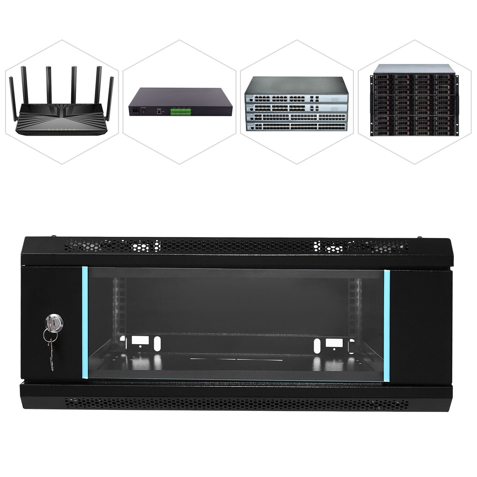 4U 24" Deep Wall Mounted Network Server Rack Data Cabinet Enclosure ...