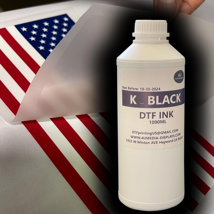 4U Media&Displays Black DTF Ink 1000 ML for DTF Film Printing (Ink K ...