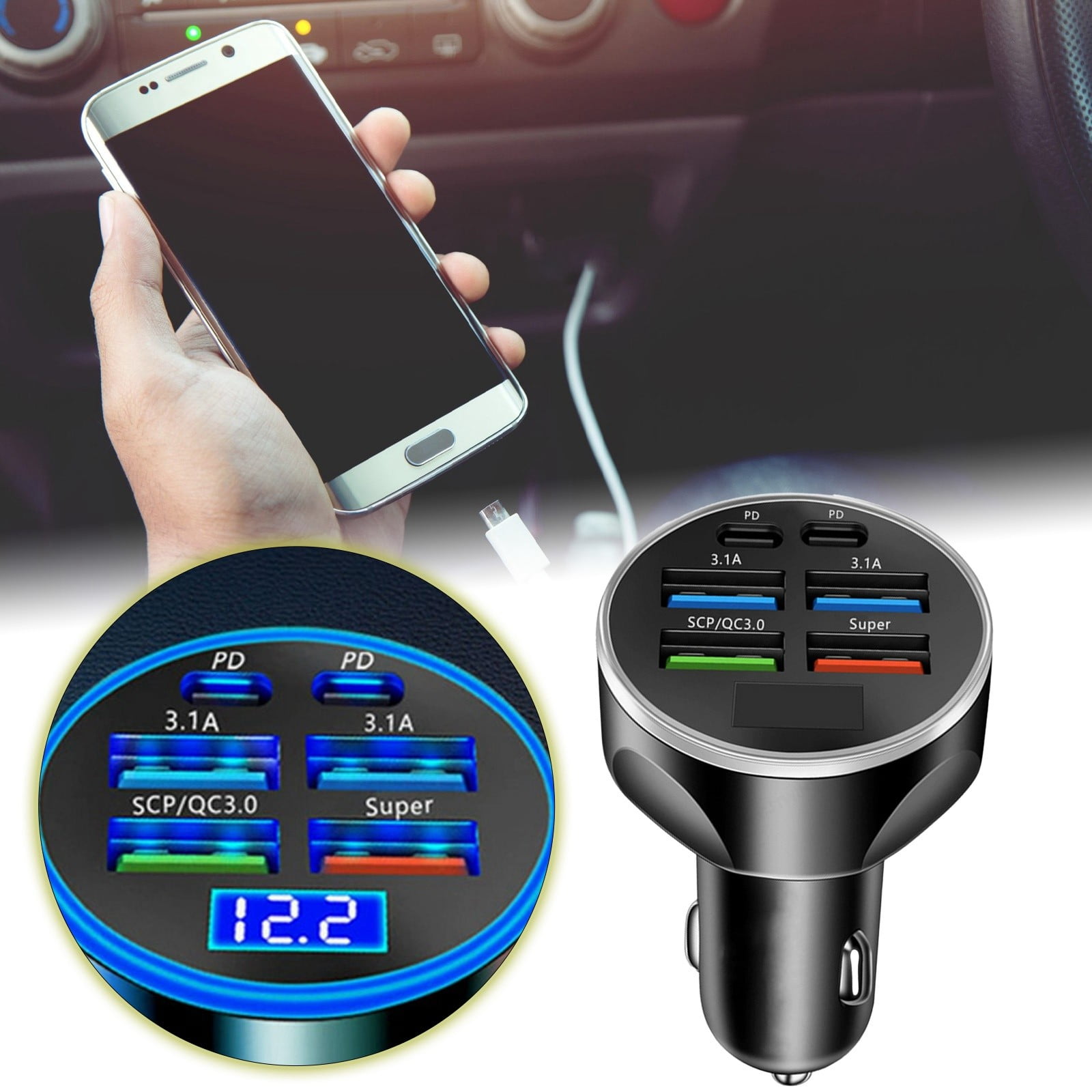 4USB Car Charger Fast Charging Smart Technology Compact Design for Road ...
