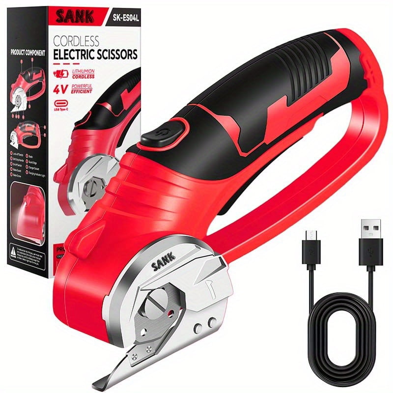 4V Cordless Electric Scissors - Heavy Duty with Safety Lock & LED Light ...