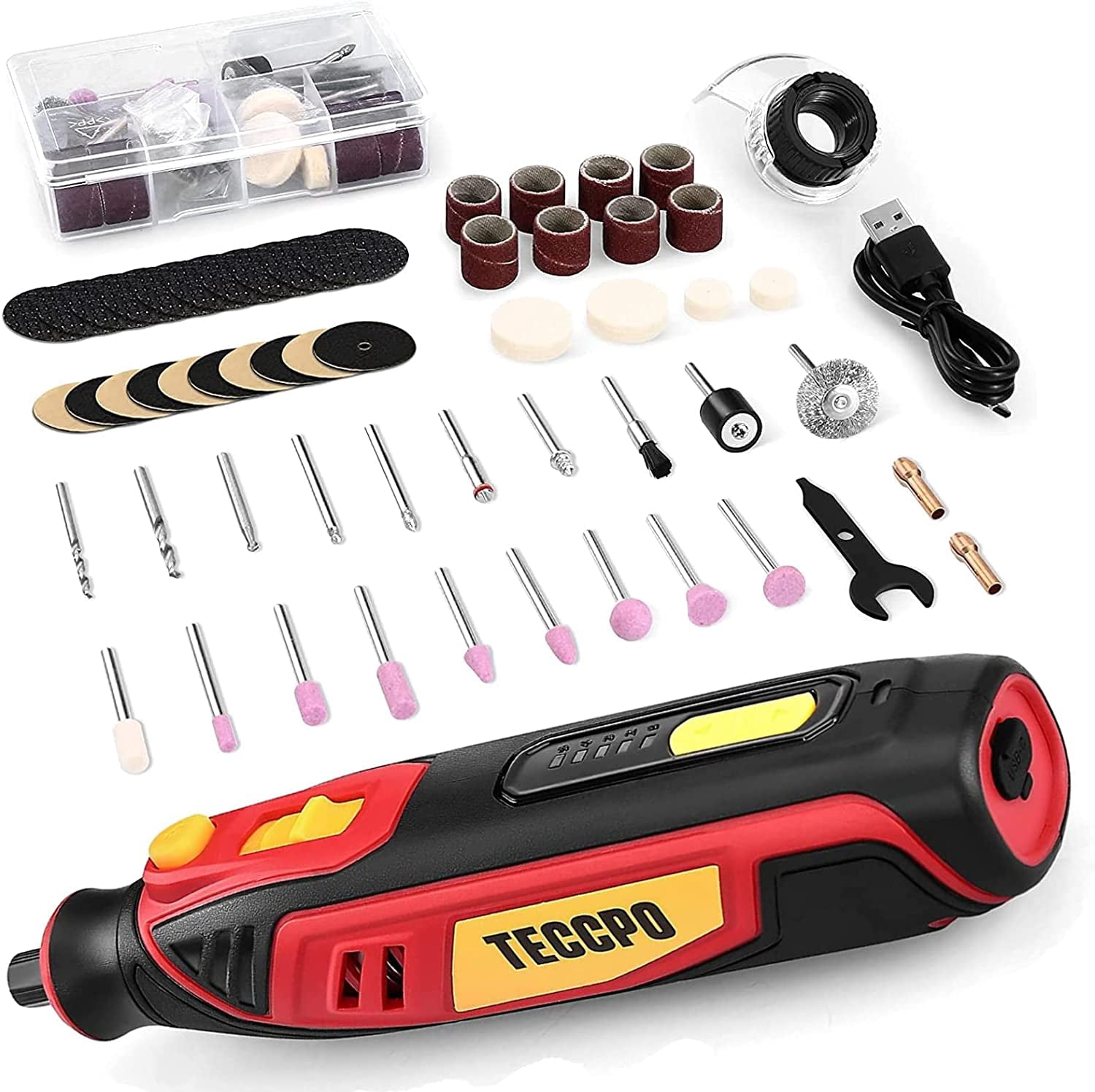 4V Cordless Rotary Tool, 5-Speed 25000RPM TECCPO Mini Power Rotary Tool ...
