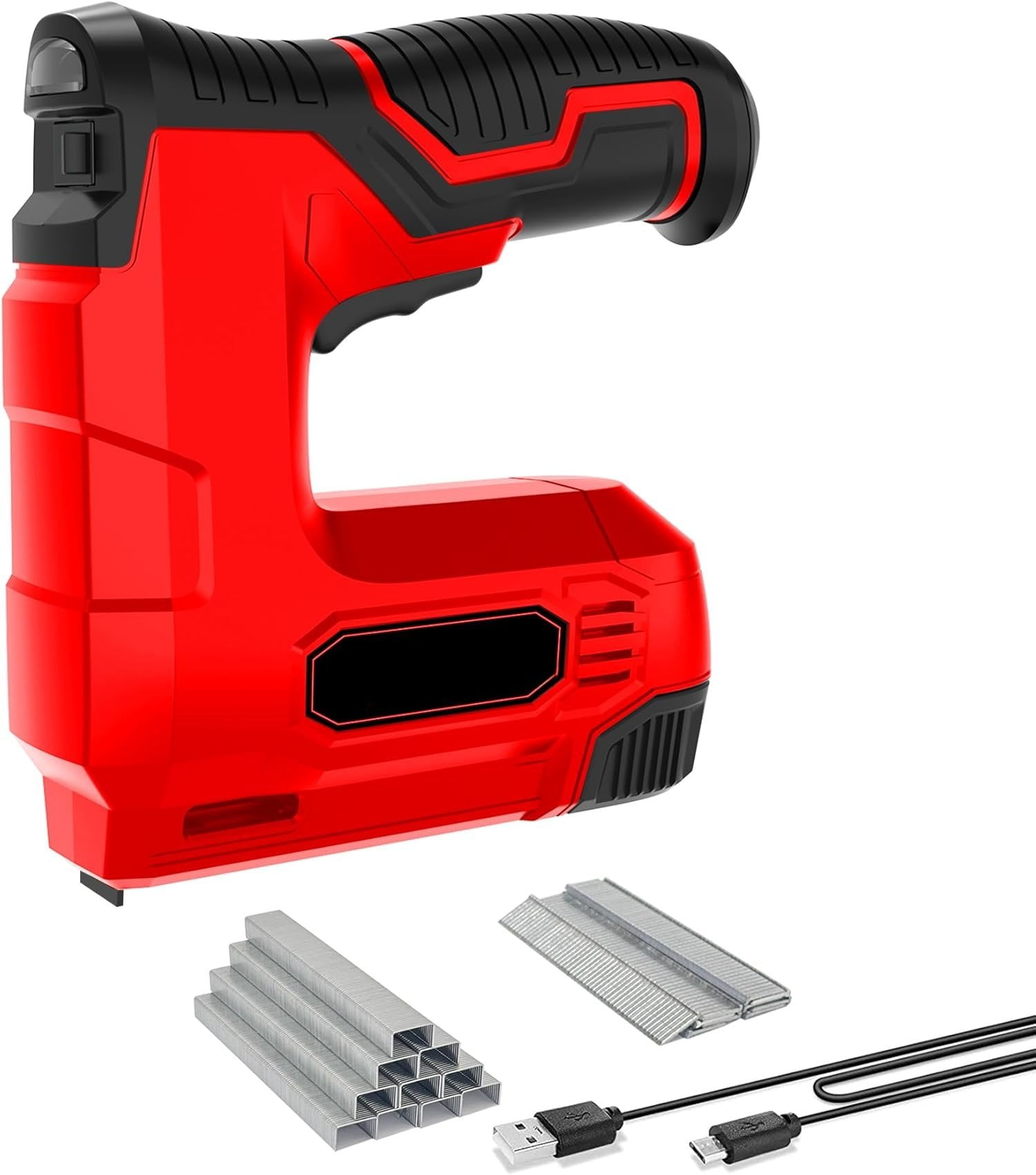 4V Cordless Staple Red Brad Nailer DIY 2 in 1 Staple 2000 count Staple ...