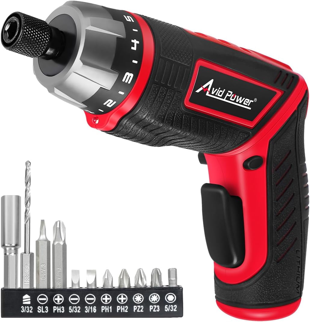 4V Rechargeable Electric Screwdriver Set with 11pcs Accessories, 5.65Nm Cordless Screwdriver Kit ...