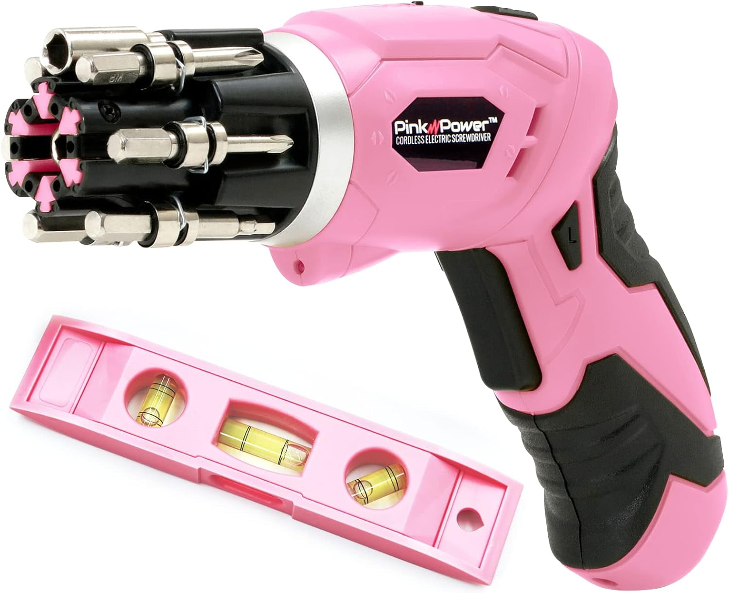 4V Rechargeable Pink Cordless Electric Screwdriver Set for Women with ...
