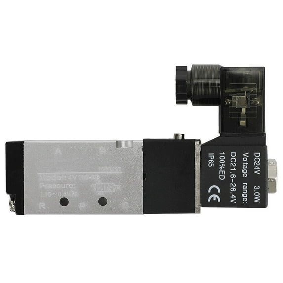 4V110-06 5 Way 2 Position Pt1/8" Dc 24V Pneumatic Electric Solenoid Air Valve 1/8" Input-Output ...