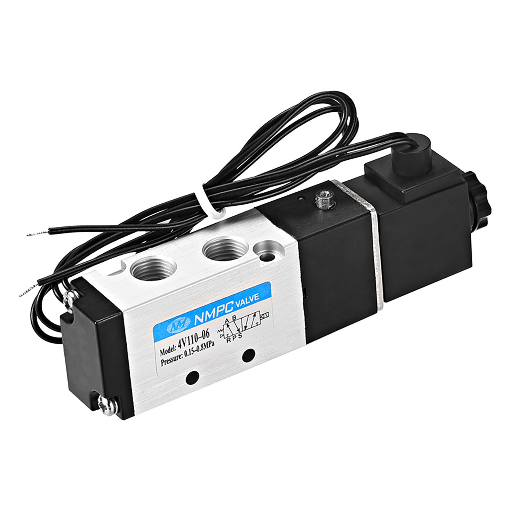 4V110-06 Air Electrical Solenoid Valve DC 24V 5 Way 2 Position 1/8" PT Thread Internally Single ...
