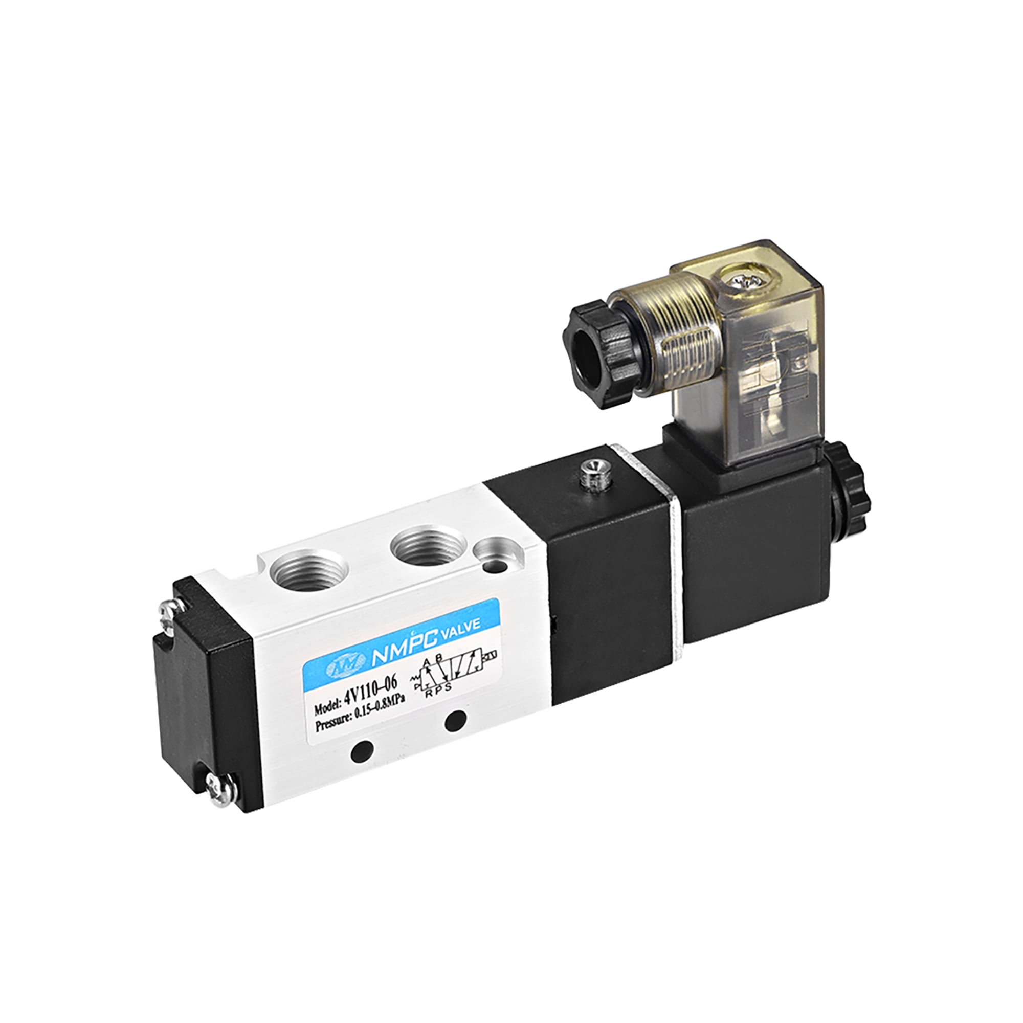 4V110-06 Air Single Electrical Solenoid Valve AC110V 5 Way 2 Position 1/8" PT Internally Piloted ...