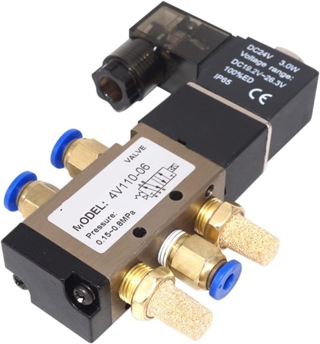 4V110-06 Air Solenoid Valve 5 Way Port 2 Position Gas Pneumatic Electric Magnetic Valve 12V 24V ...
