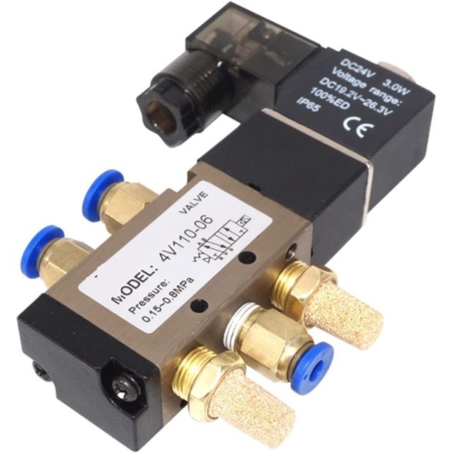 4V110-06 Air Solenoid Valve 5 Way Port 2 Position Gas Pneumatic Electric Magnetic Valve 12V 24V ...