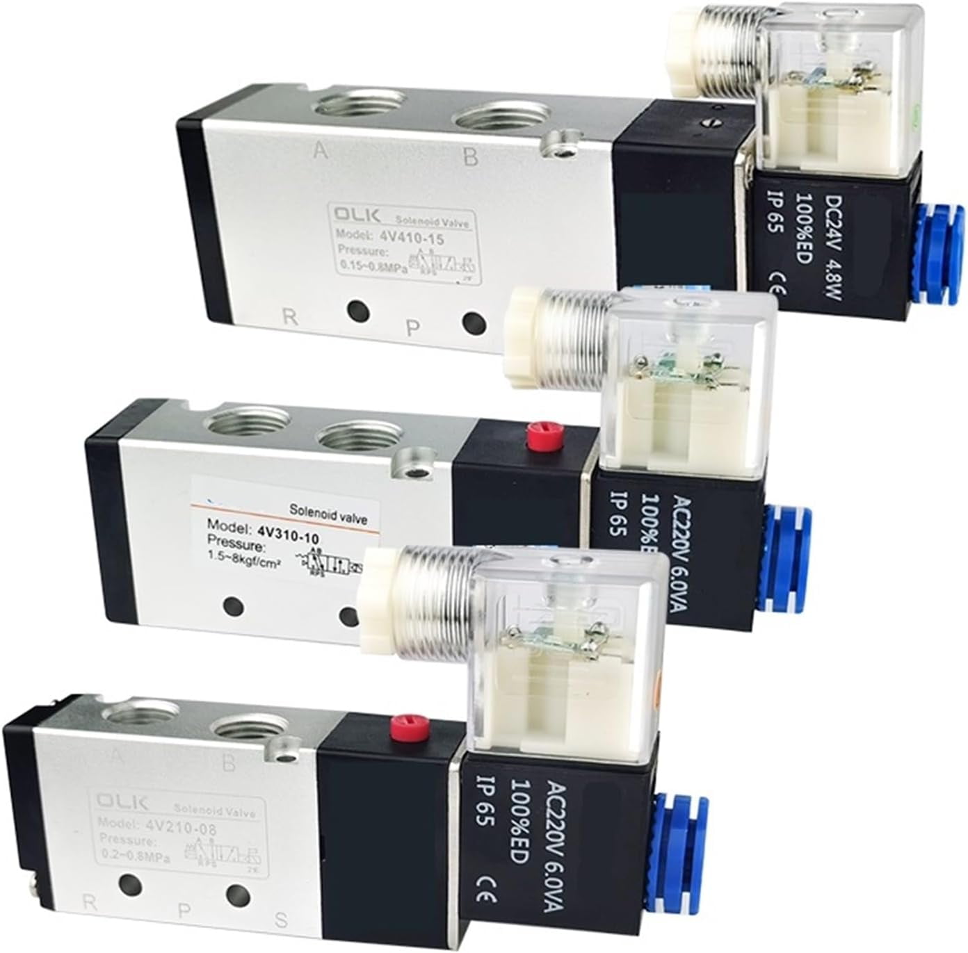 4V210-08 4V310-10 4V410-15 2 Position 5 Port Five Way Control Air Valve Electromagnetic DC12V ...