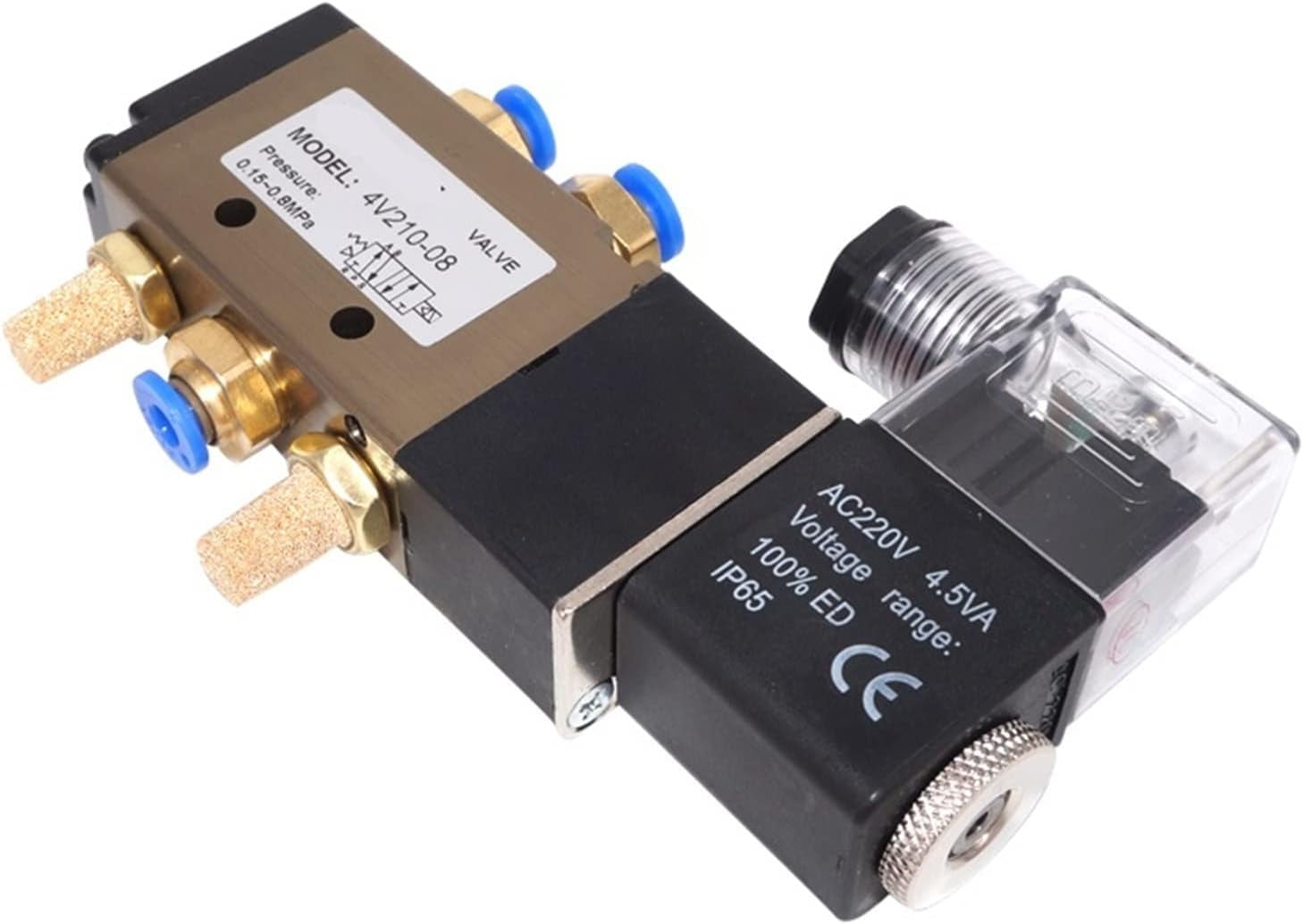 4V210-08 Air Solenoid Valve 5 Way Port 2 Position Gas Pneumatic Electric Magnetic Valve 12V 24V ...