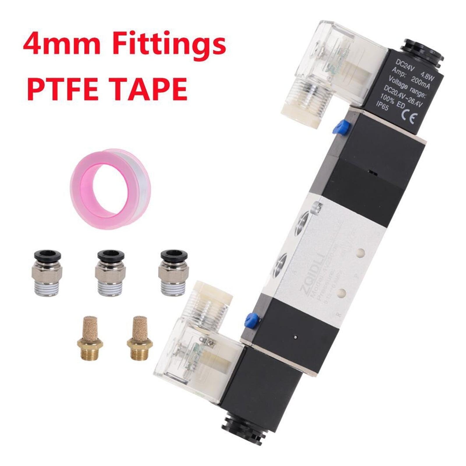 4V230-08C 5 Way 3 Position 1/4" Pneumatic Solenoid Valve Fittings ...