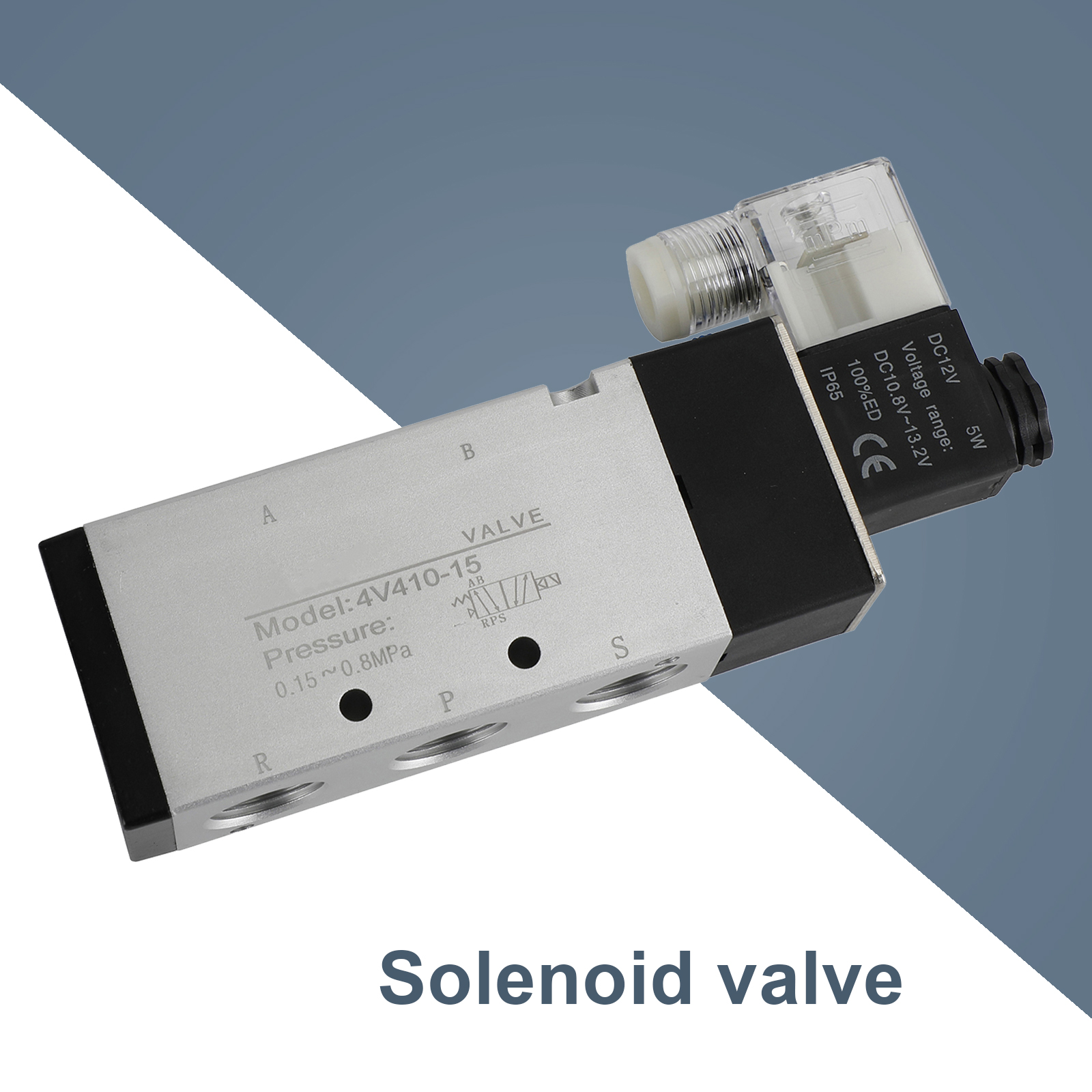 4V410-15 5 Way 2 Position PT1/2" DC 12V Pneumatic Electric Solenoid Air ...
