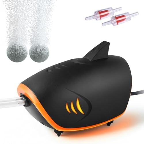 4W 110GPH Powerful Aquarium Air Pump, Quiet 2-outlets Aquarium Aerator ...