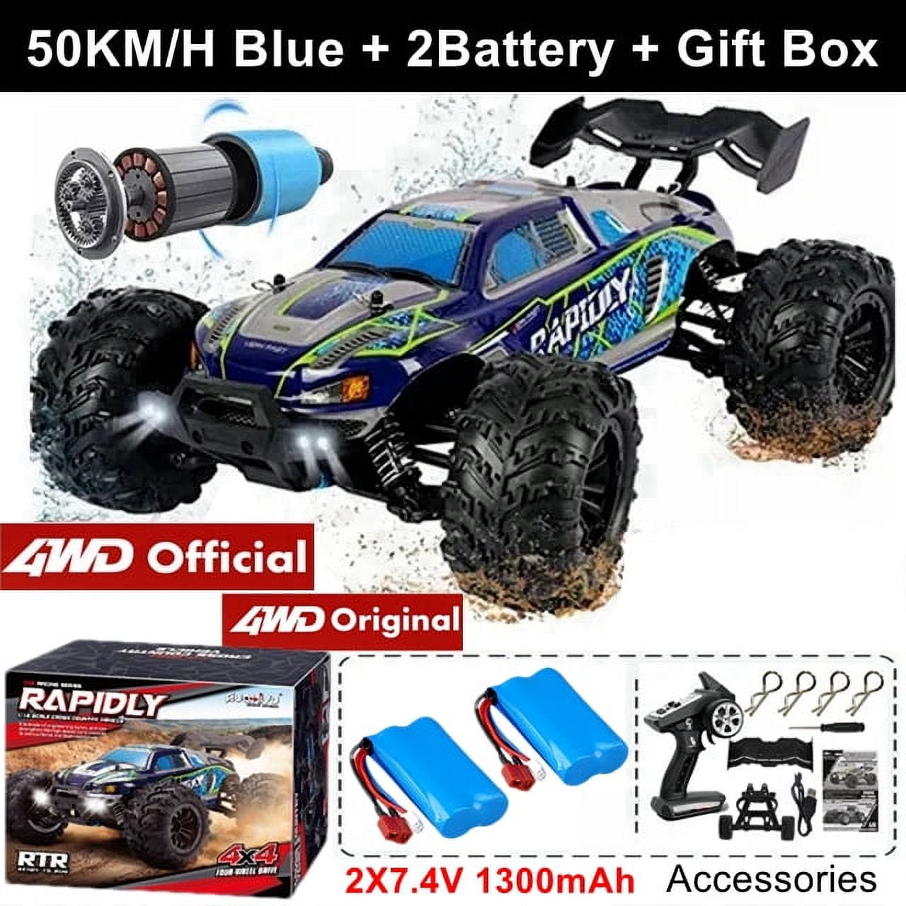 4WD Brushless 80KM/H or 50KM/H RC Car With LED Remote Control High ...
