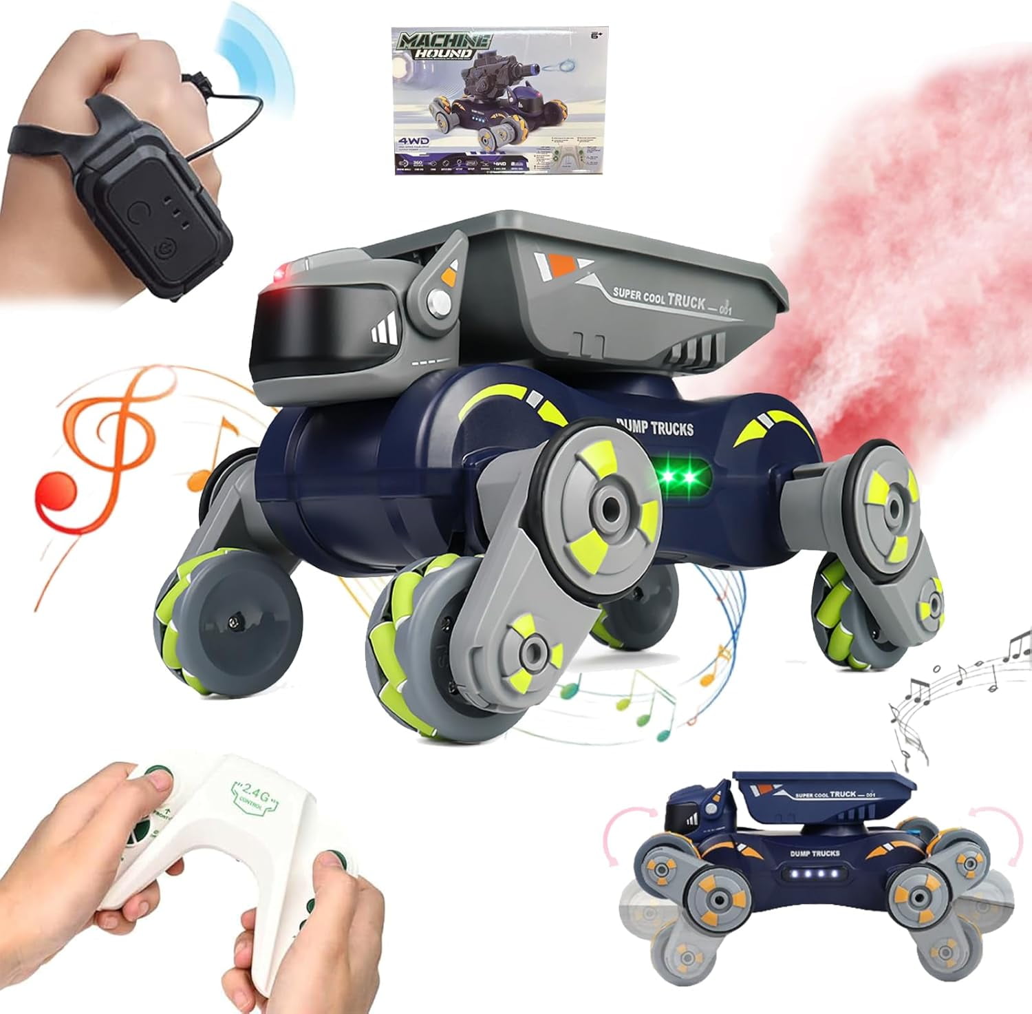 4WD Gesture Sensing Stunt Robot Dog RC Car Toys,Robot Dog for Kids 5-7 ...