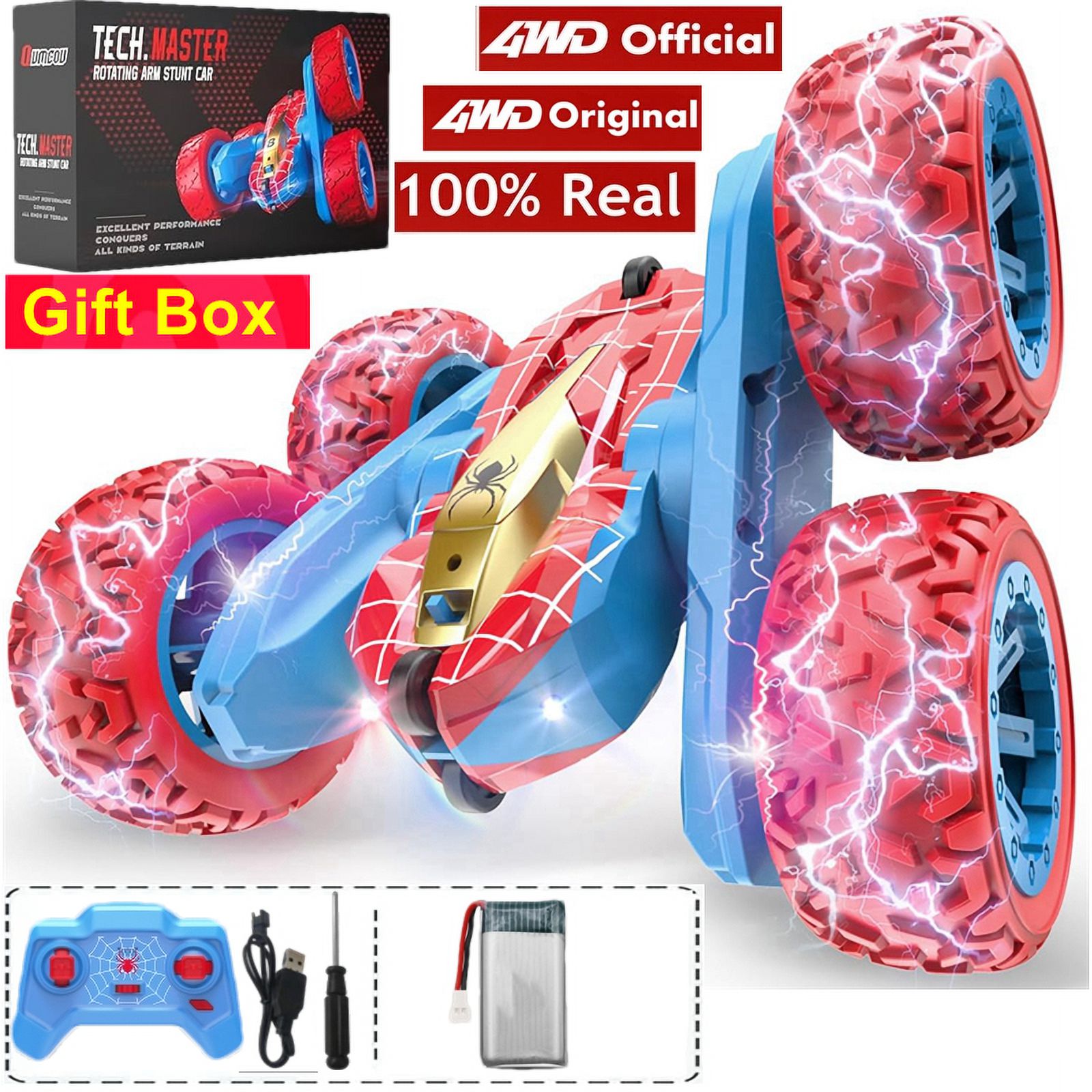 4WD RC Car With Led Lights Radio Remote Control Stunt Monster Buggy Off ...