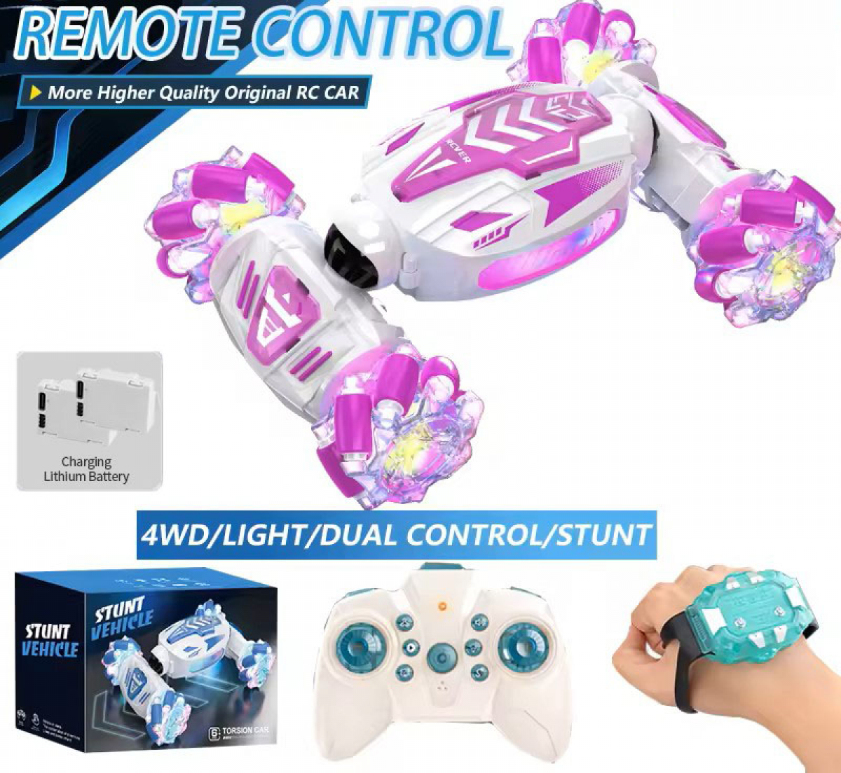 4WD Remote Control Car, 2.4GHz Twist Cars with Lights ＆ Music, 360 ...