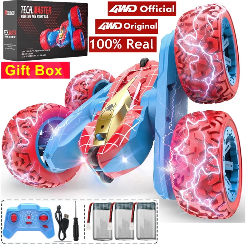 4WD Remote Control Dinosaur Stunt Car Monster Truck Double Sided 360 Rotating with LED Lights ...