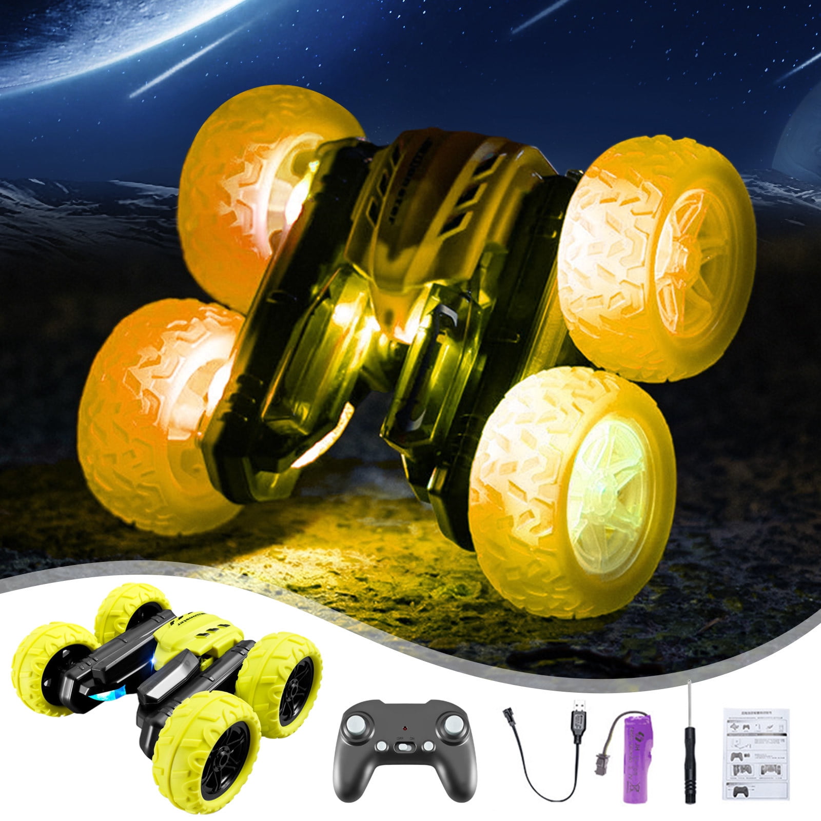 4WD Stunt RC Car | LED Text Lights | 360° Drift Crawler | Off-Road Remote Truck | All-Terrain ...