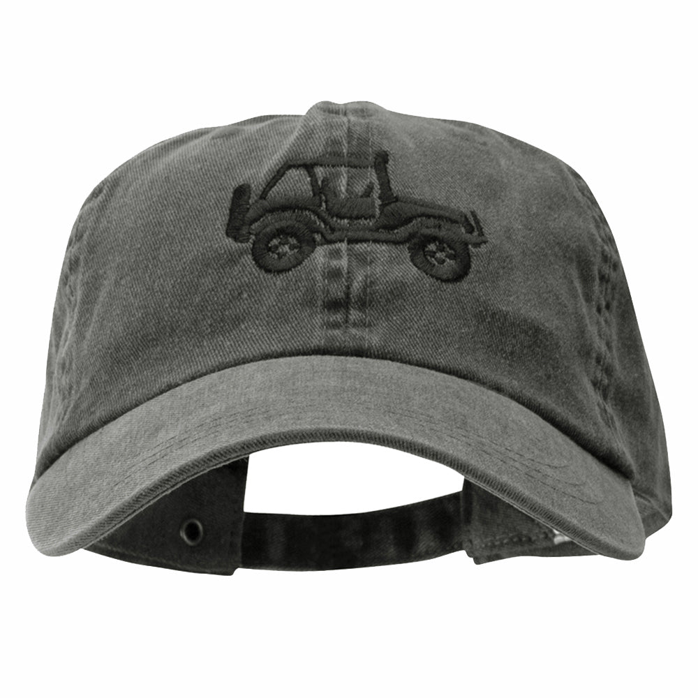 4WD Vehicle Embroidered Washed Pigment Dyed Cotton Twill Cap - Black ...