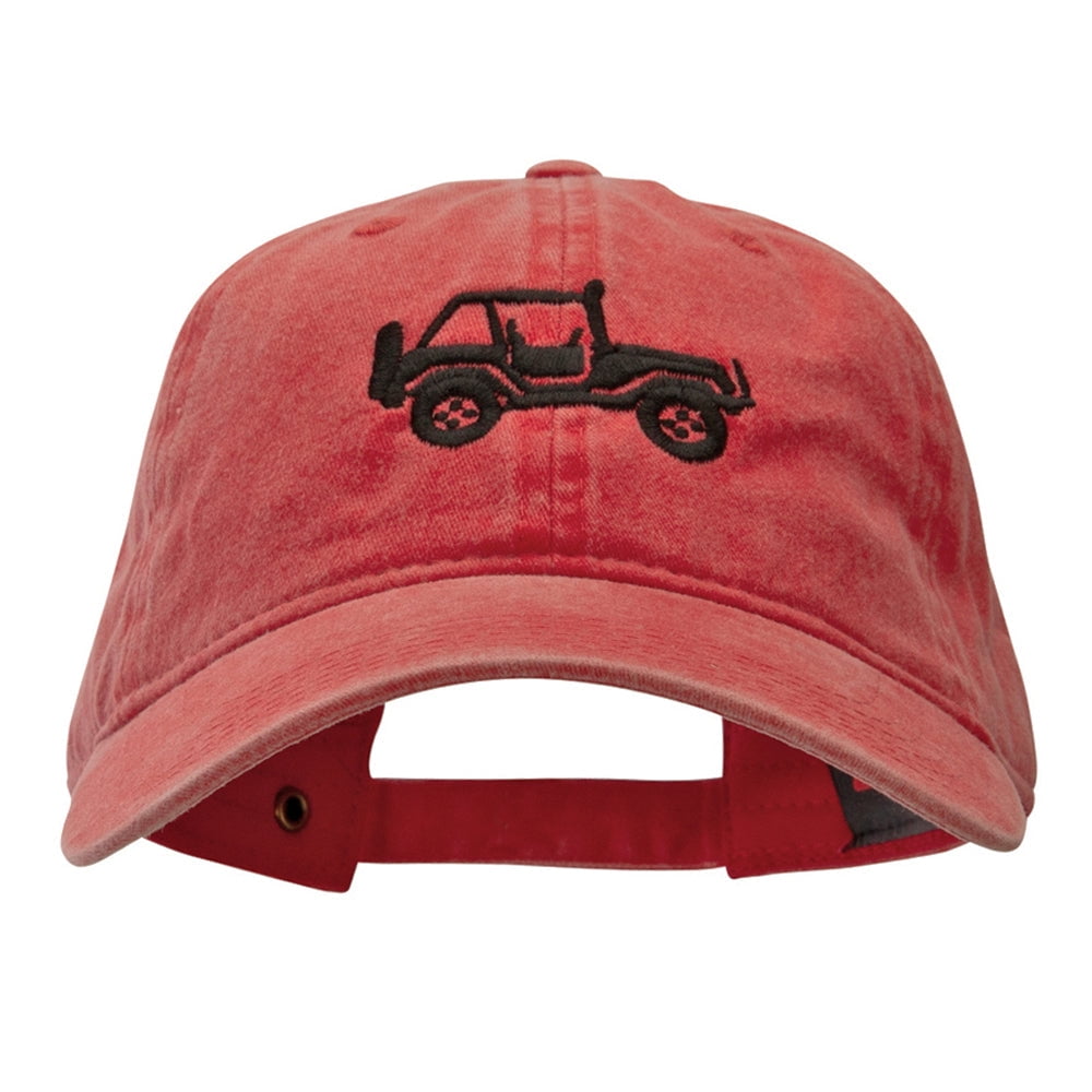 4WD Vehicle Embroidered Washed Pigment Dyed Cotton Twill Cap - Red OSFM ...