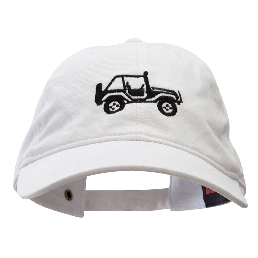 4WD Vehicle Embroidered Washed Pigment Dyed Cotton Twill Cap - White ...