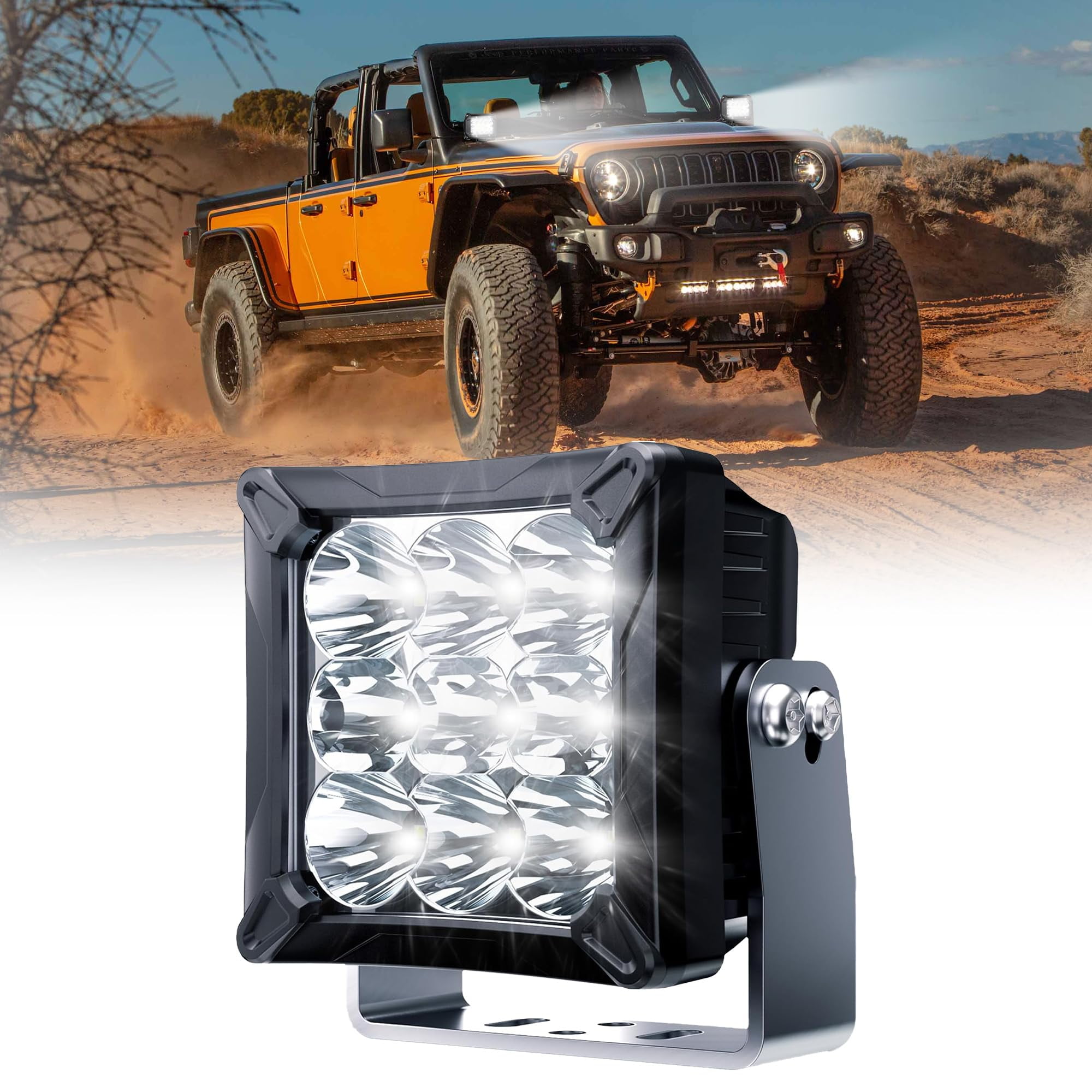 4WDKING 5 Inch LED Pods Light, 90W Super Bright Spot Lights, Screwless ...