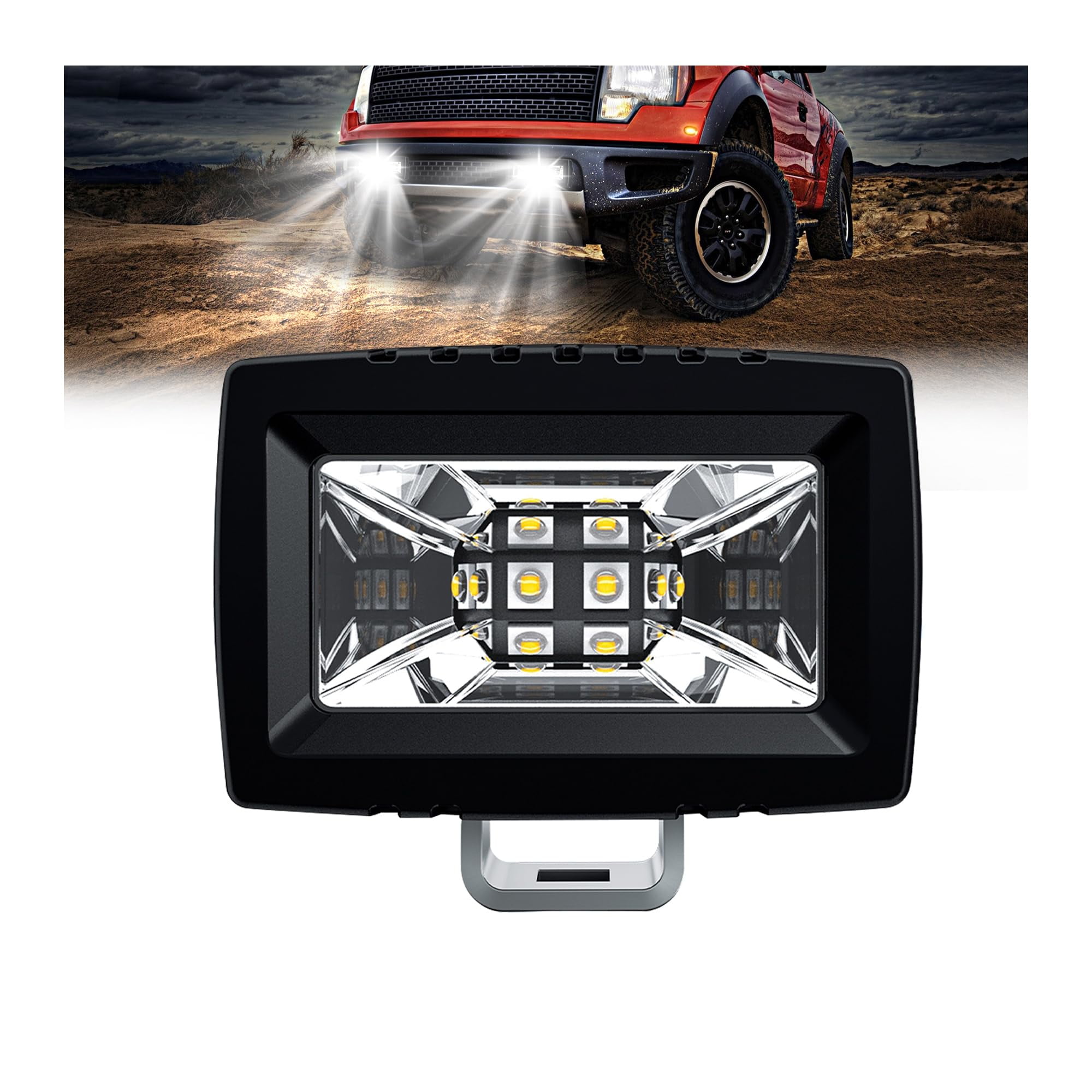 4WDKING LED Scene Beam - 2 Inch 20W Wide Angle Light Bar Single Row Work Pod Waterproof Off Road ...