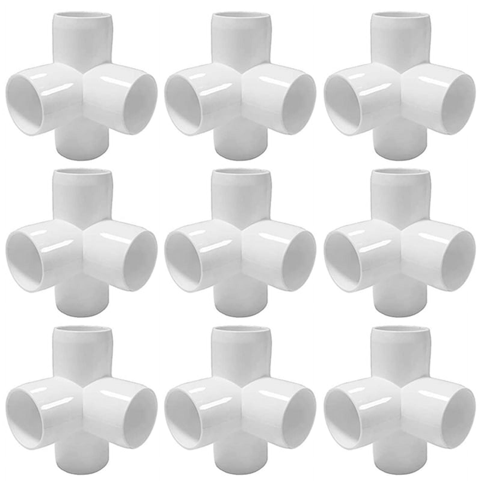 4Way 1/2 in Tee PVC Fitting Elbow - Build Heavy Duty Furniture Half Inch Fittings [Pack of 12 ...