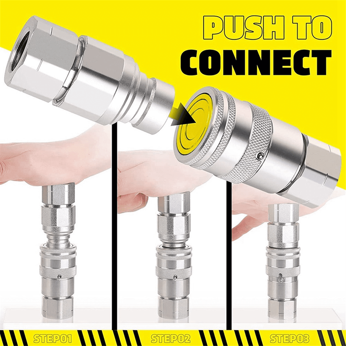 4X 1/2Inch NPT Hydraulic Coupler Skid Steer Flat Face Quick Connect ...