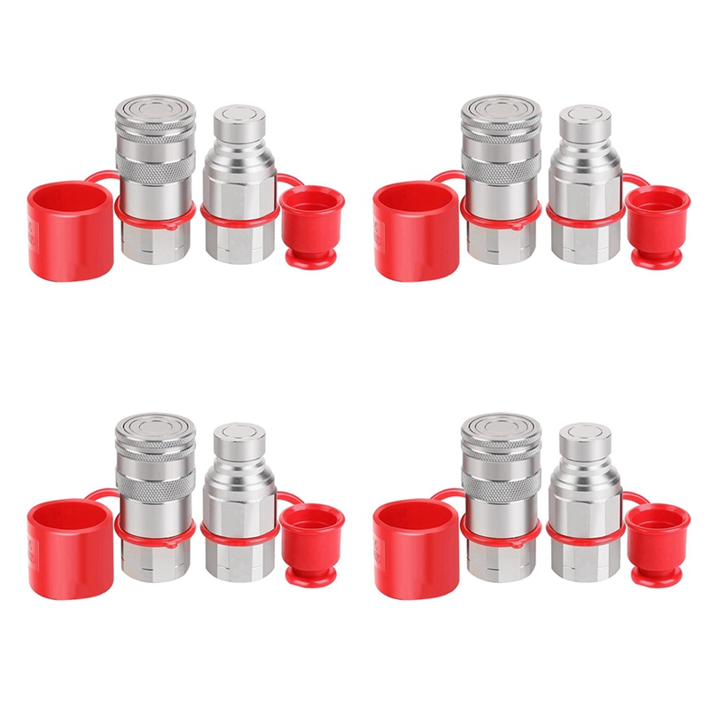 4X 1/2Inch NPT Hydraulic Coupler Skid Steer Flat Face Quick Connect ...