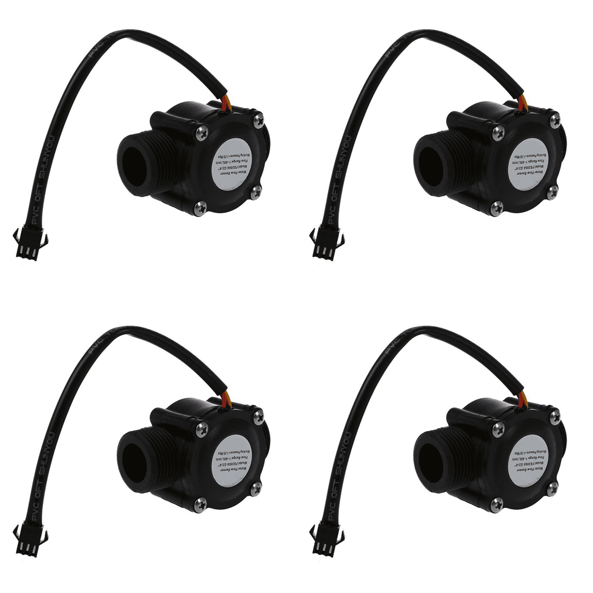 4X 1-60L/Min DC 5-24V Hall Effect Water Flow Sensor Counter Meter ...