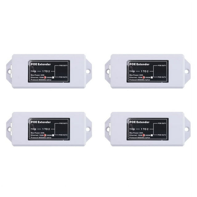 4X 1 to 2 Port POE Extender 100Mbps IEEE 802.3Af/At Standard 48V for NVR IP Camera POE Extend ...