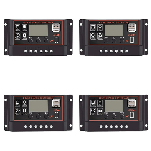 4X 100A Solar Charge Controller Solar Panel Controller 12V 24V LCD ...