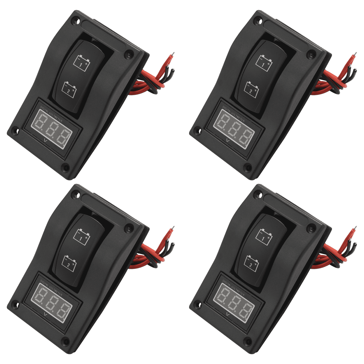 4X 12-24V LED Dual Battery Test Panel Rocker Switch Car Truck Marine ...