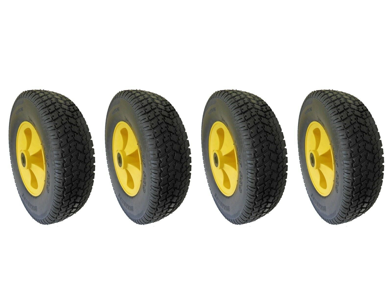 4X - 12" Flat Free Tire Set Four Solid Rubber 5/8 Axle Cart Wagon ...