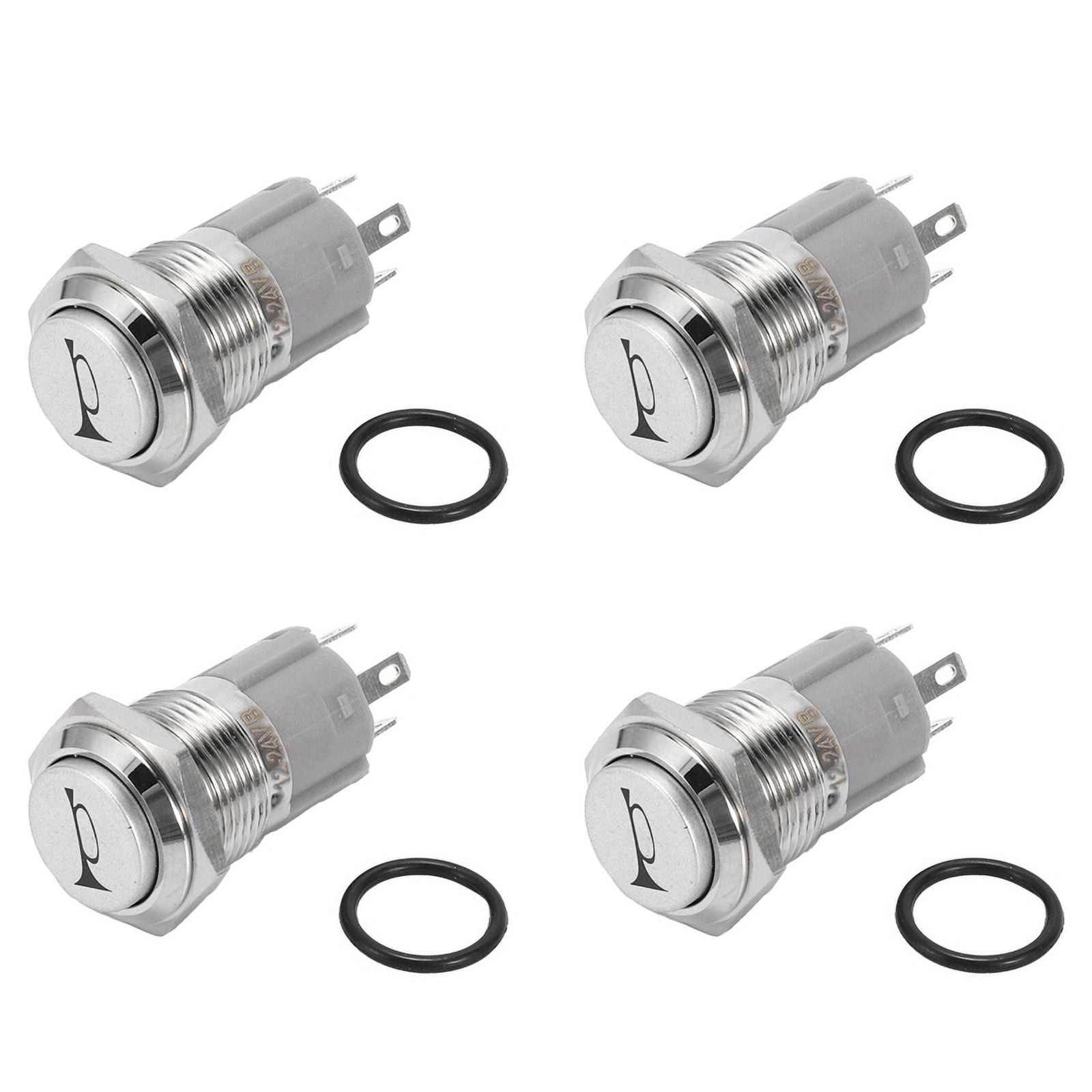 4X 12V 16mm Car LED Light Momentary Horn Button Metal Switch Push ...