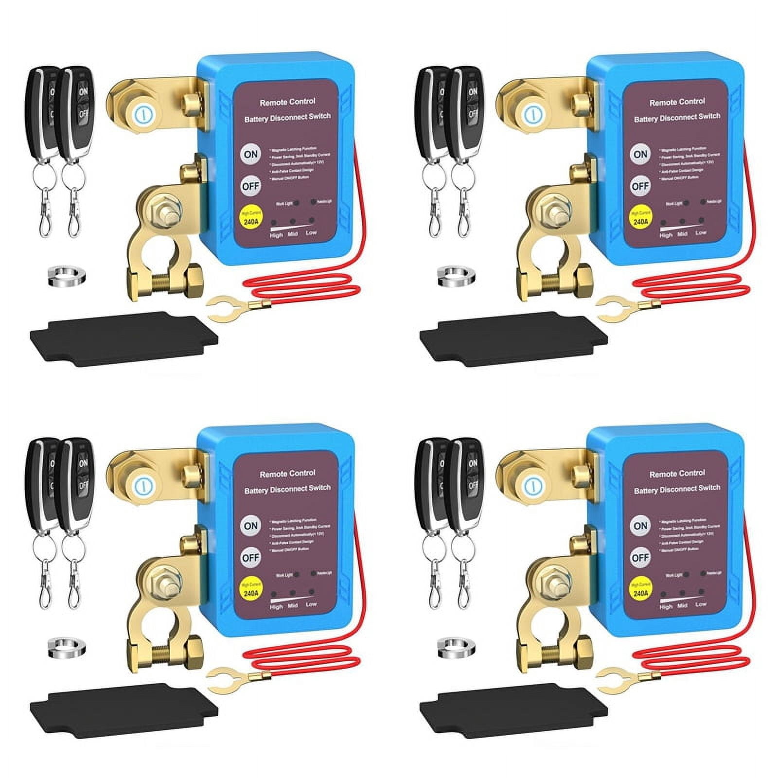 4X 12V 240A Remote Battery Disconnect Switch, Automatic Power Off ...
