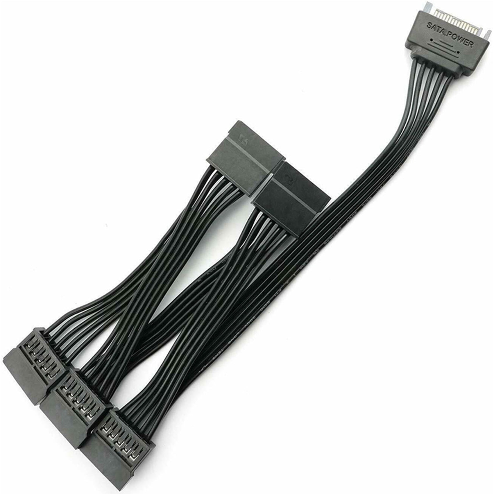 4X 15 Pin SATA Power Extension Hard Drive Cable 1 Male to 5 Female ...