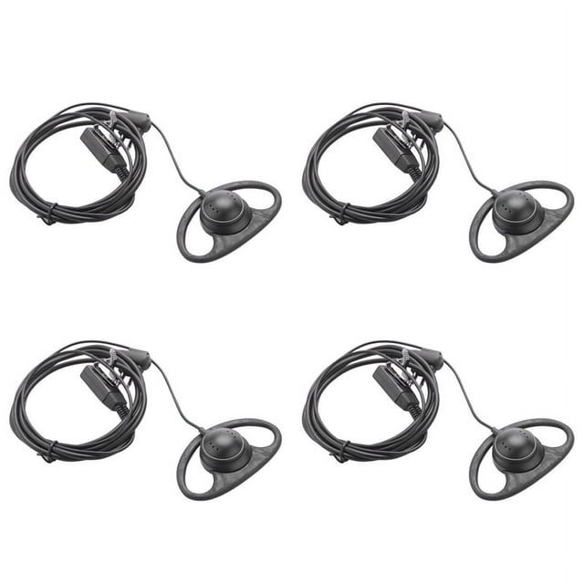4X 2 Pin Advanced D Shape Clip-Ear Ptt Headset Earpiece Mic 2 Way ...