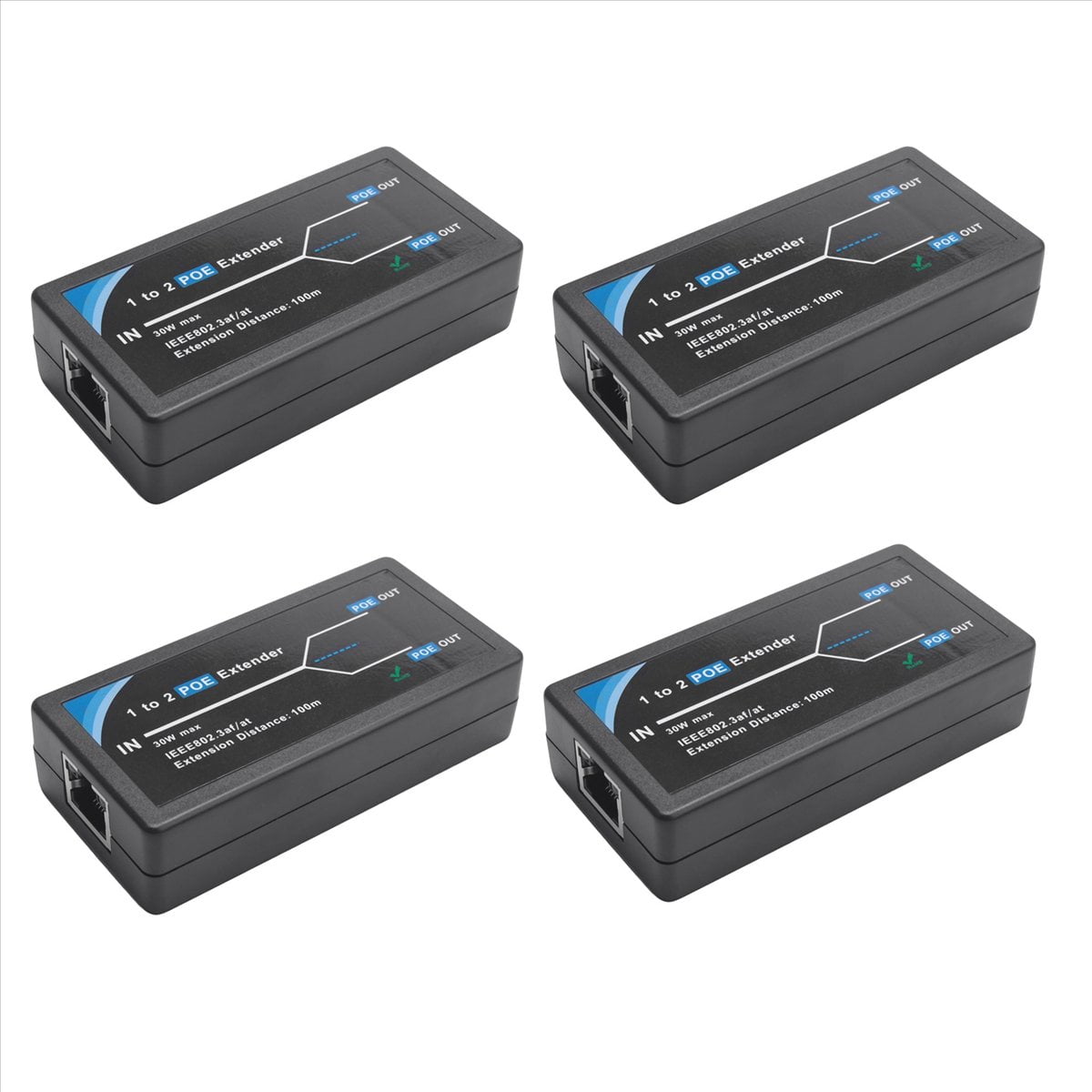 4X 2 Port POE Extender 10/100Mbps with IEEE 802.3Af Standard Input ...