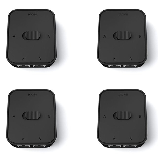 4X 2 Port RJ45 LAN CAT6 Network Switch Selector 1000Mbps 2in1 Out/1 in ...